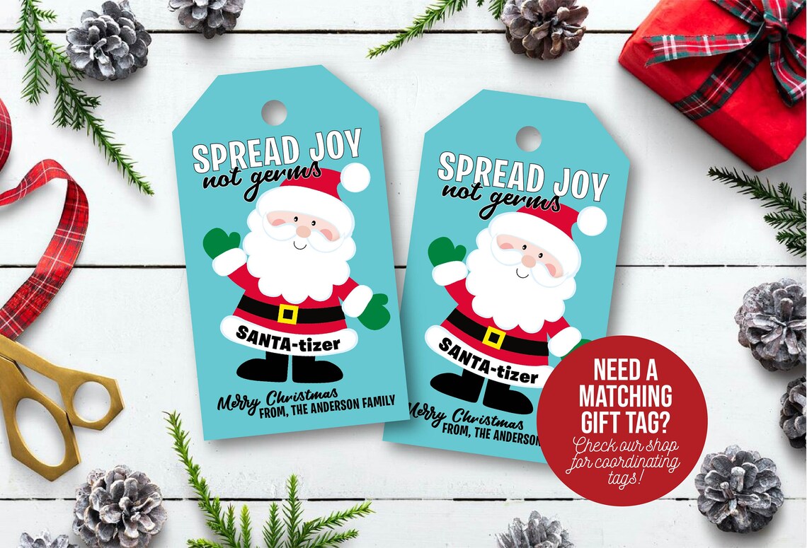 Printable Christmas Sign Spread Joy Not Germs Santatizer - Etsy