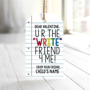 Valentine Editable Printable Tag Personalized Handout Card, Class ...