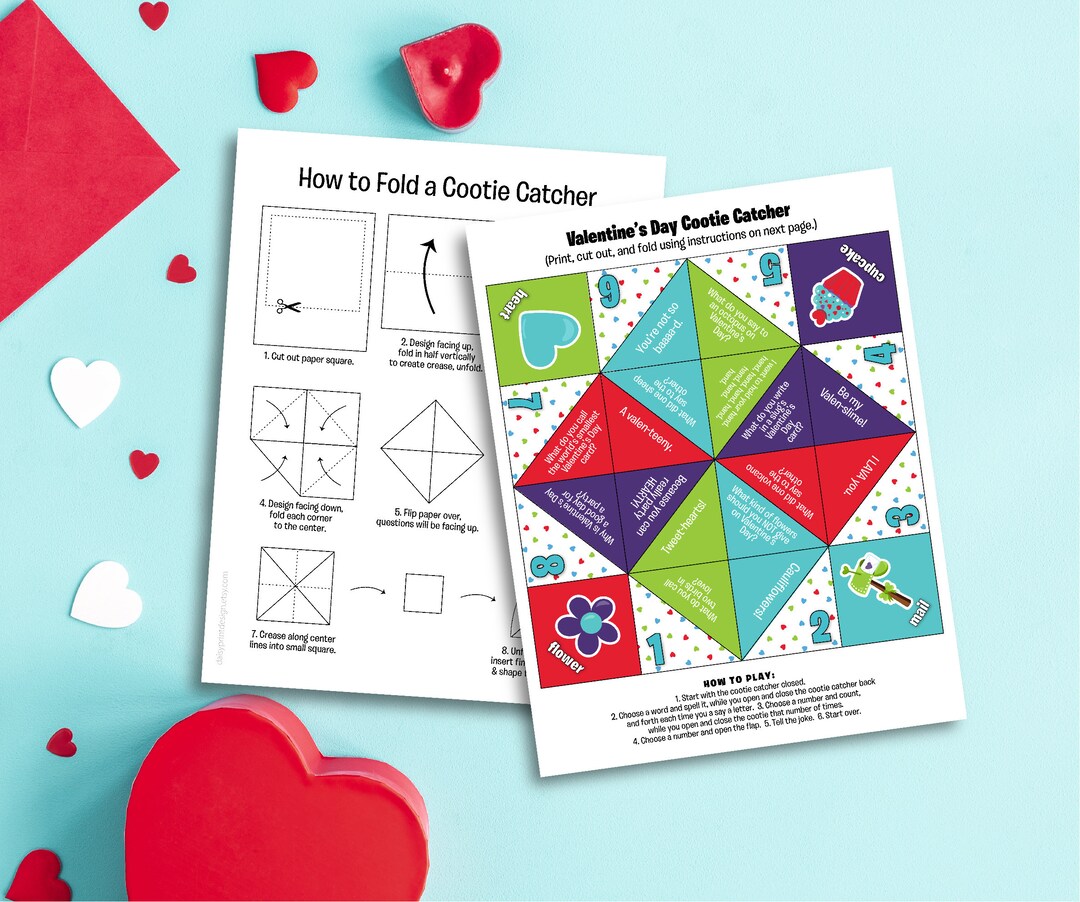 Printable Valentine's Day Joke Cootie Catcher, Bundle, Easy DIY Game ...