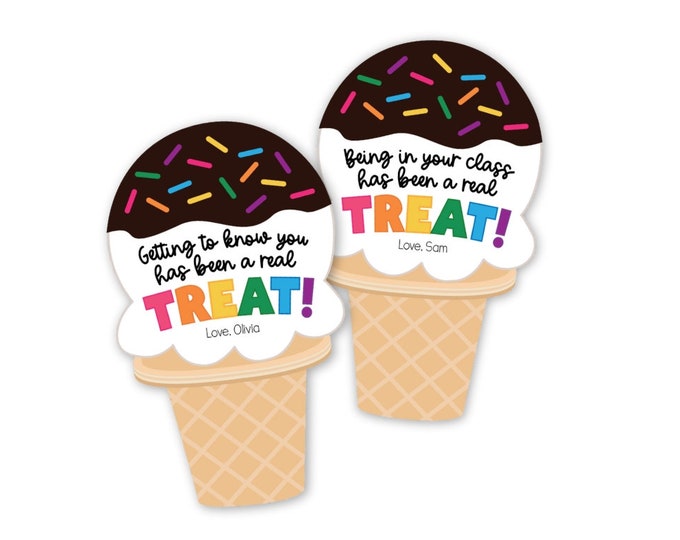 Editable Printable Ice Cream Treat Teacher Gift Tag - Treat, Sweet ...