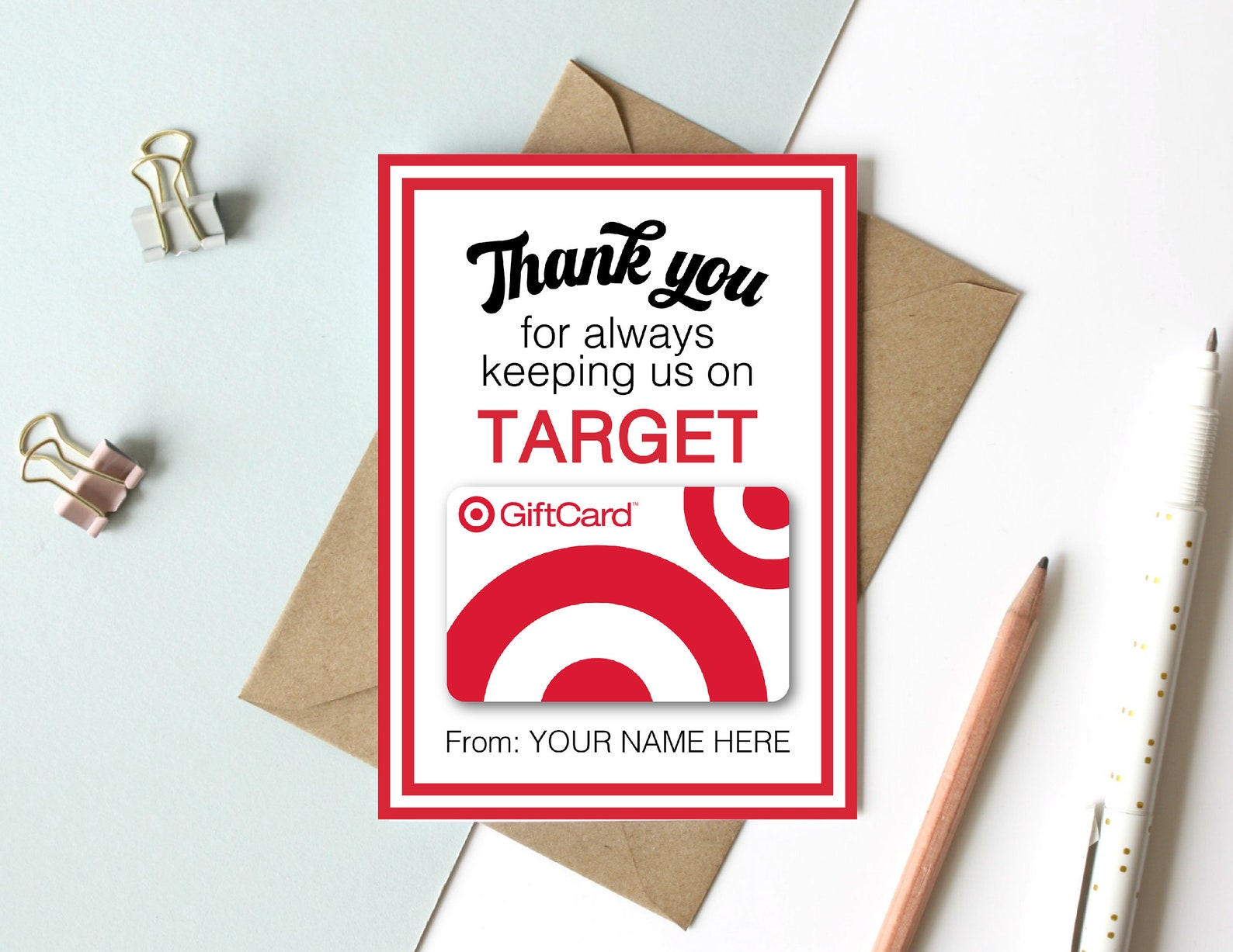 Editable Printable Target Store Gift Card Holder Thank You - Etsy
