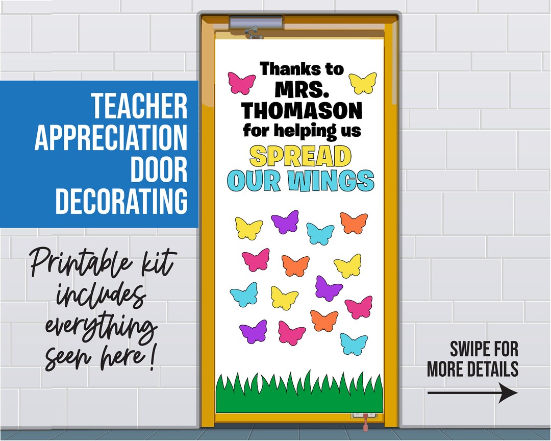 Printable Teacher Appreciation Door Decorating Kit Butterfly - Etsy