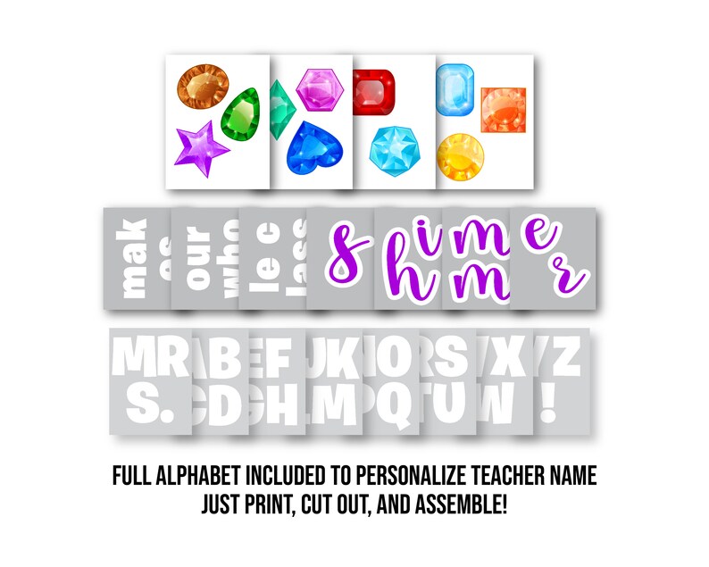 Teacher Appreciation Door Decor Kit: Shimmering Gems (digital Download ...