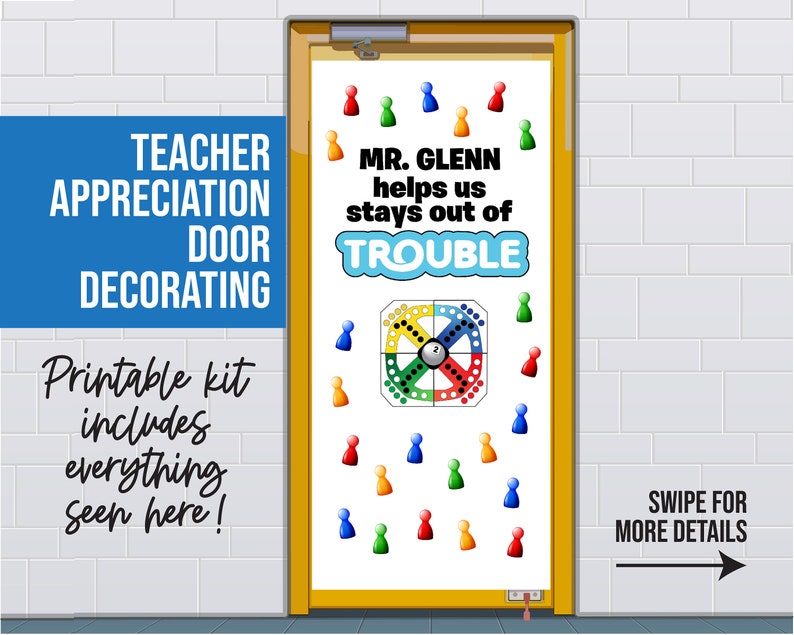 Printable Teacher Appreciation Door Decorating Kit Trouble - Etsy