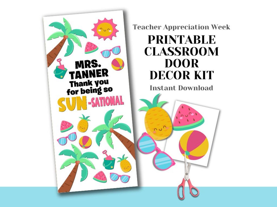 Printable Teacher Appreciation Door Decor: Sunsational Beach Theme (PDF ...