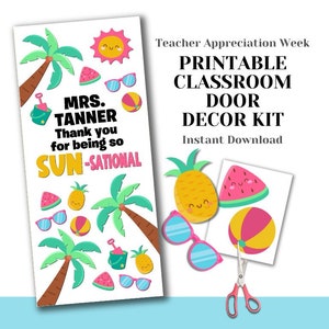 Printable Teacher Appreciation Door Decor: Sunsational Beach Theme (PDF ...