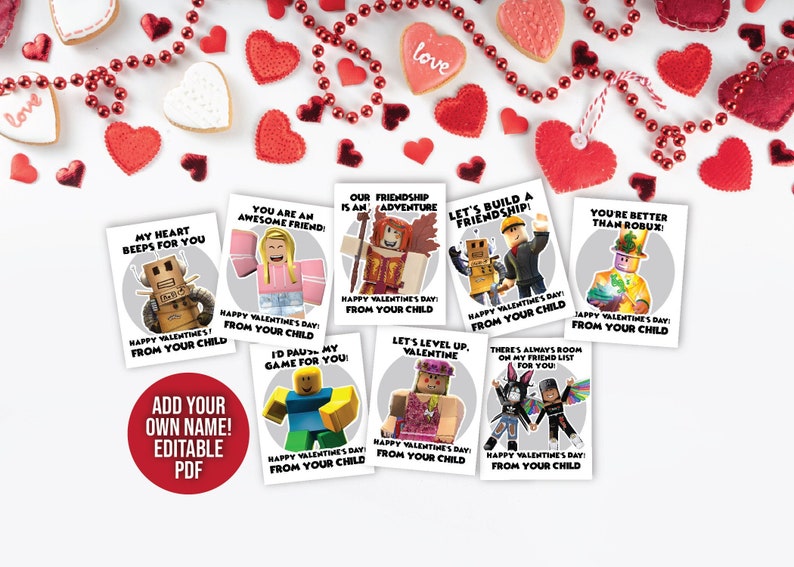 Editable Blox Video Game Girl Character Valentines, Instant Download ...