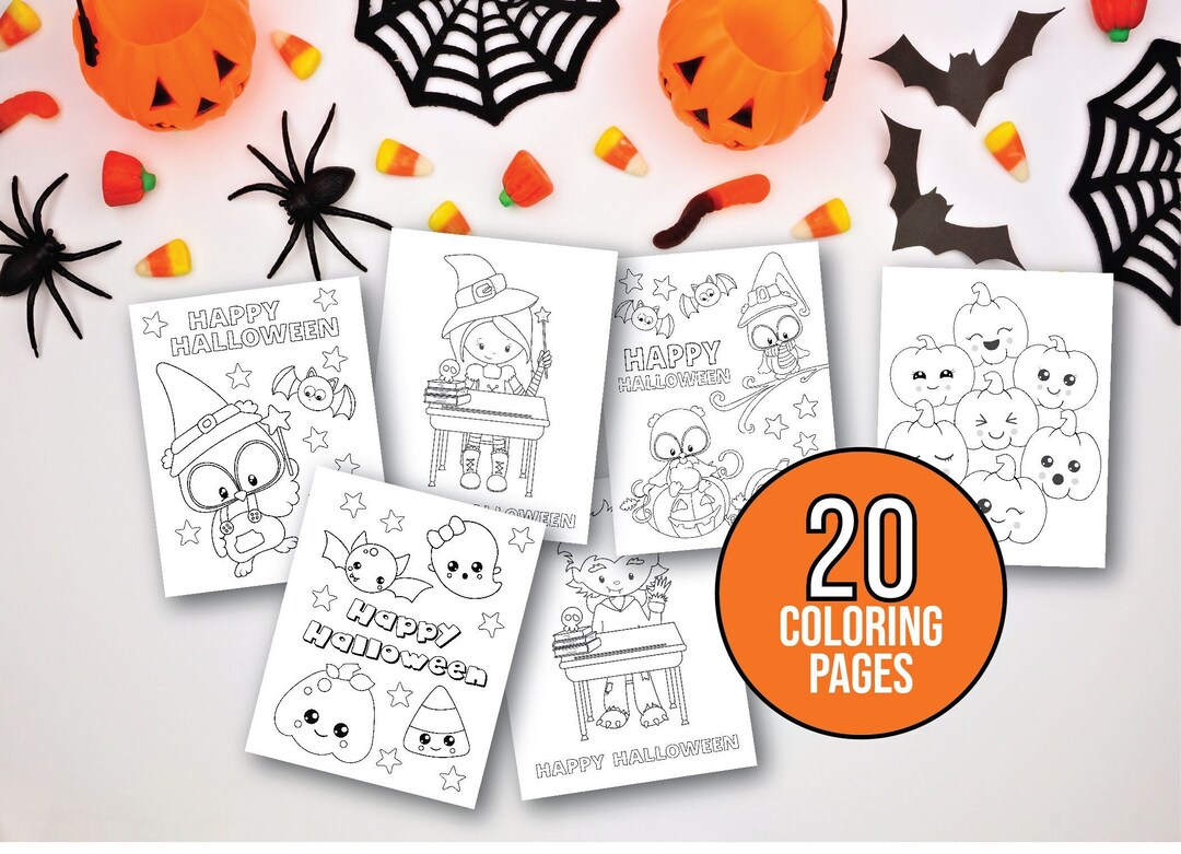 Printable Halloween Coloring Pages, Bundle, Easy DIY, Cute, Fun ...