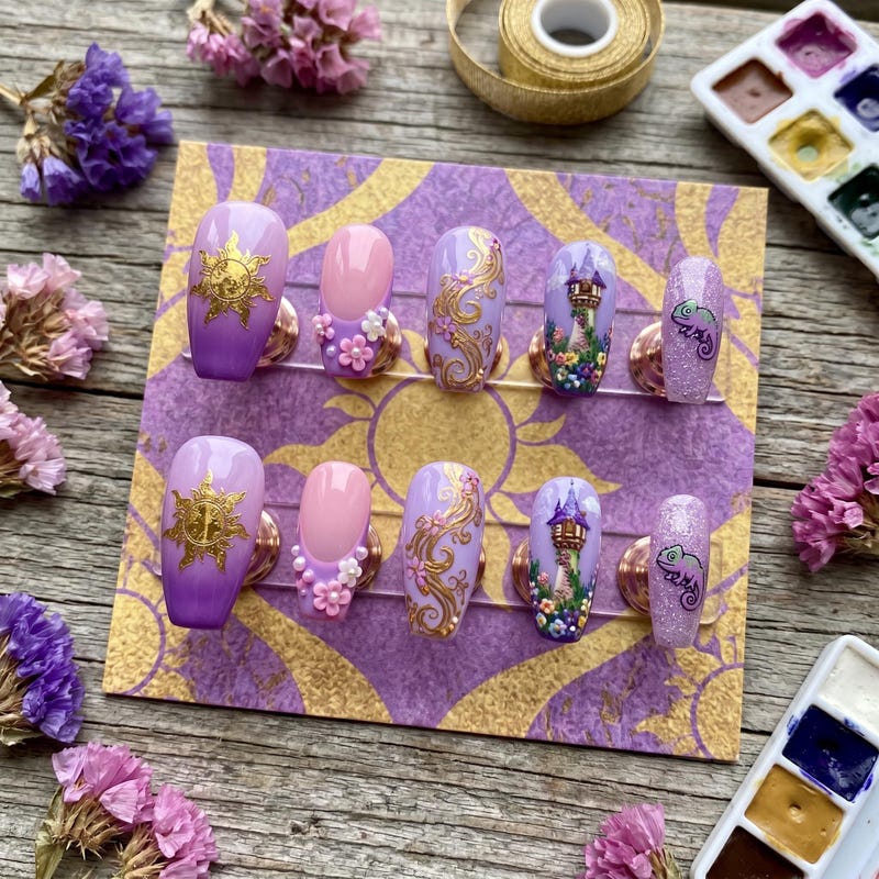 Rapunzel Inspired Nails - Etsy