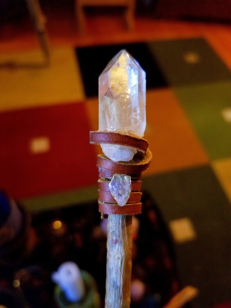 Quartz and Citrine Pine Magic Wand. Quartz Tipped Wand. - Etsy