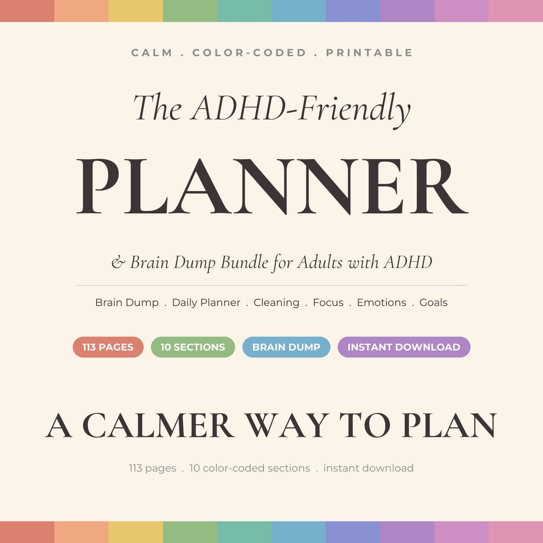 ADHD Planner Brain Dump Bundle | Color-coded Executive Function ...