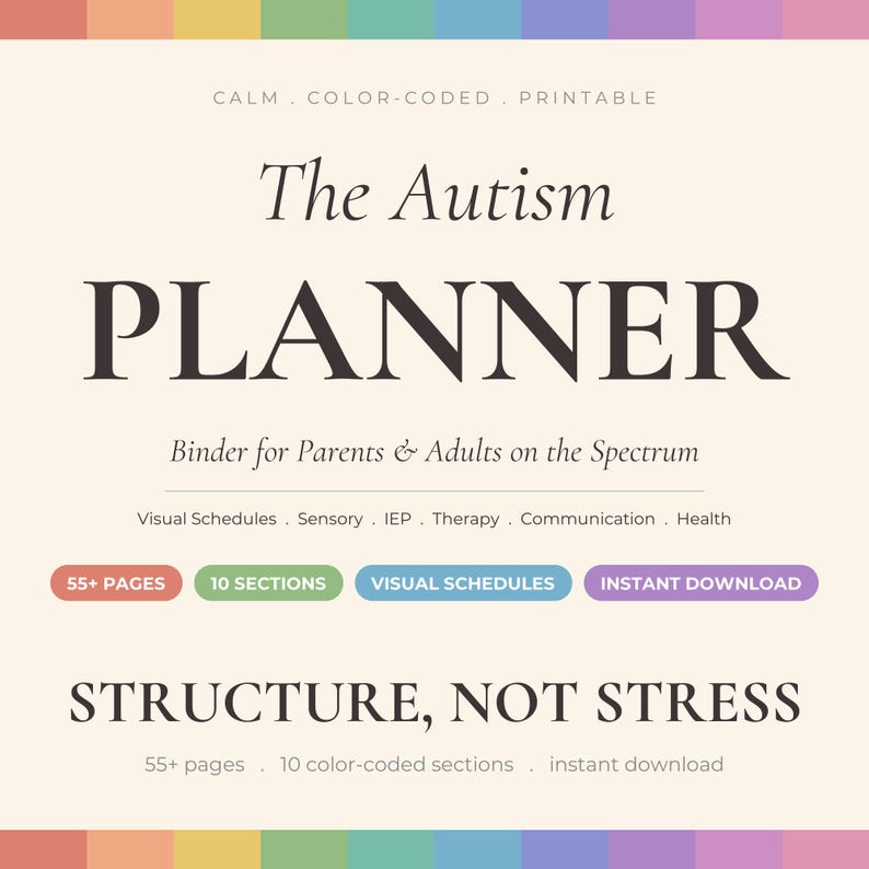 Autism Planner Binder for Parents & Adults | Visual Schedules, IEP ...