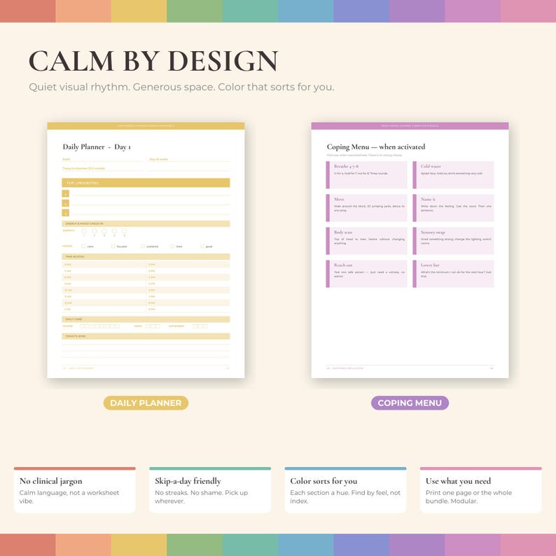 ADHD Planner Brain Dump Bundle | Color-coded Executive Function ...