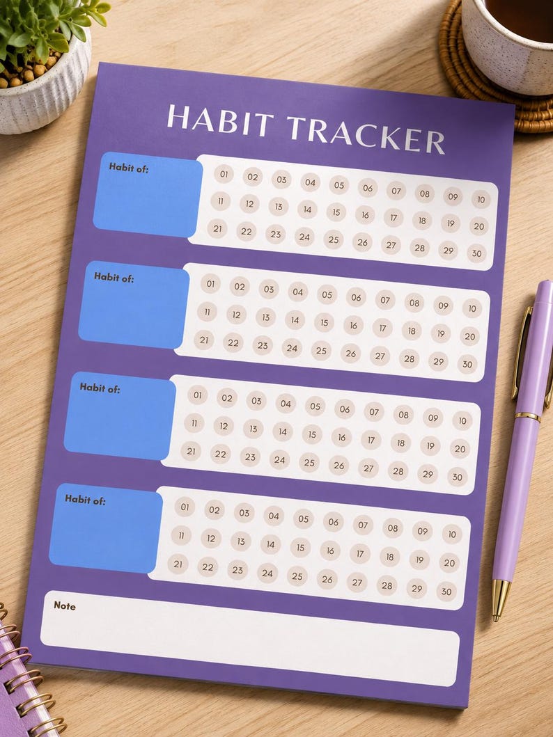 Habit Tracker Printable | Monthly Wellness Goal Planner (PDF Download ...