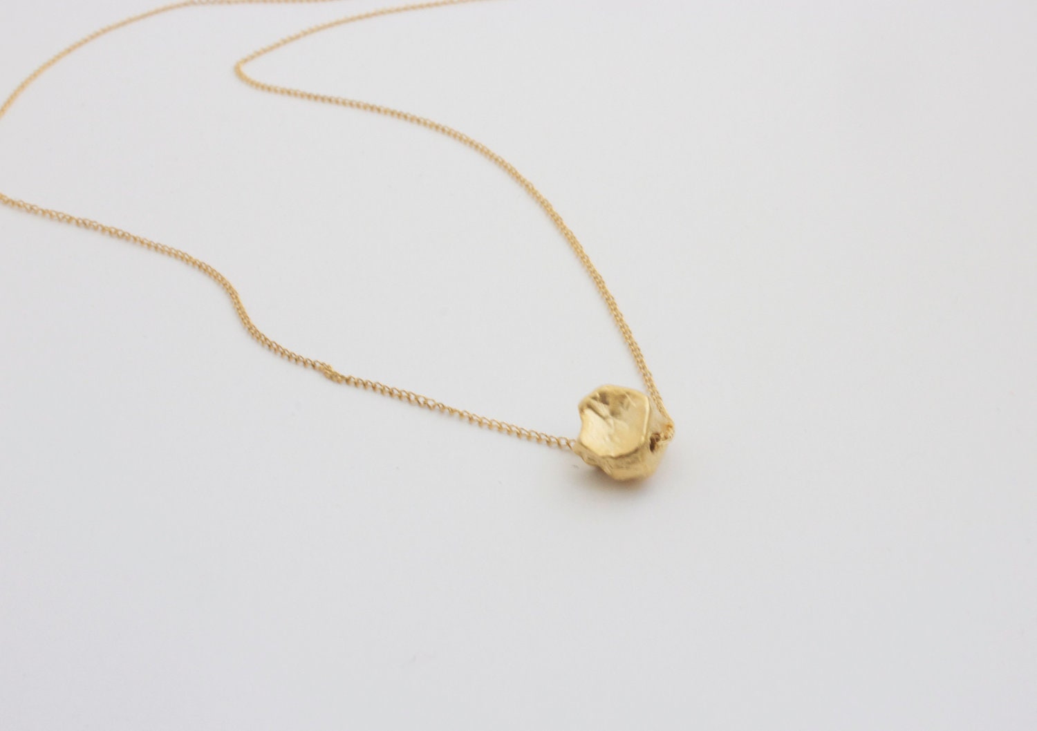 Gold Pebble Charm Necklace: 14K Gold Filled Chain, Modern Jewelry - Etsy