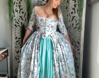 Aqua Silk Sacque Back Gown Sz 14-16 - Etsy