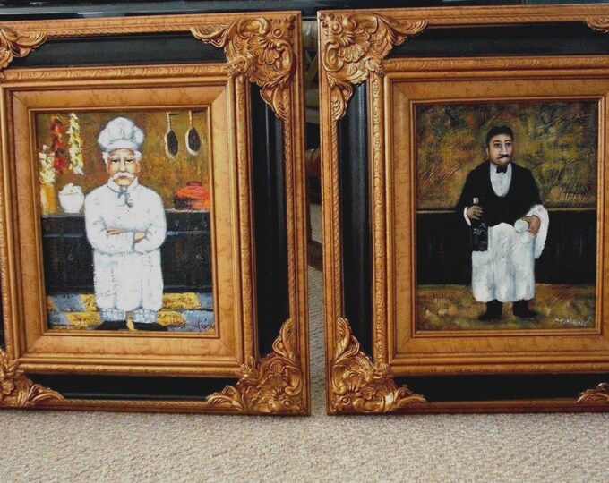 M. HAROLD Signed Original Oil Paintings on Canvas Set "the French Chief ...