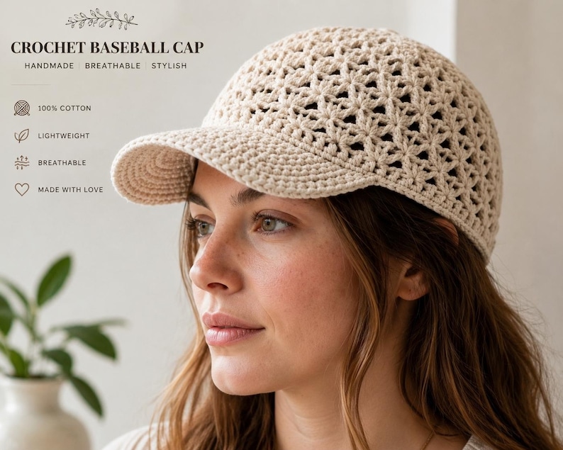 Crochet Baseball Cap Pattern – DIY Brown Summer Hat – Beginner Friendly ...