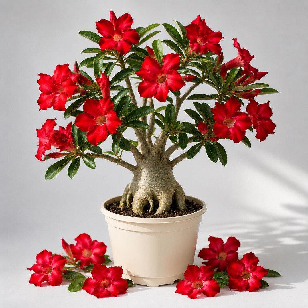 Red Desert Rose Plant Live for Planting, Adenium Obesum Plant, Vibrant ...