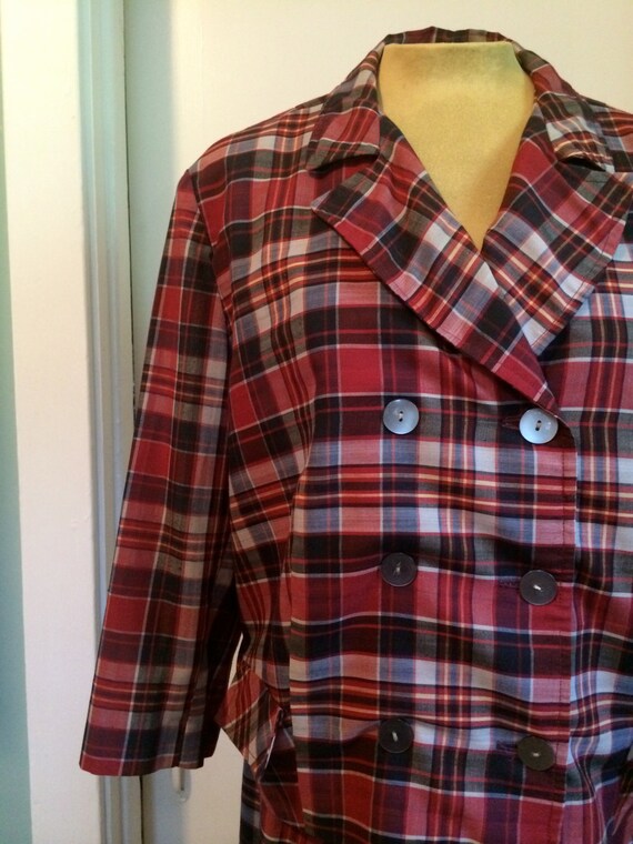 vintage 50's plaid jacket and skirt / 2 piece cotton … - Gem