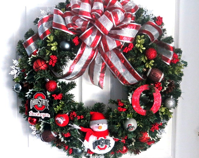 OSU Christmas Wreath - Ohio State University Christmas Wreath - Buckeye ...