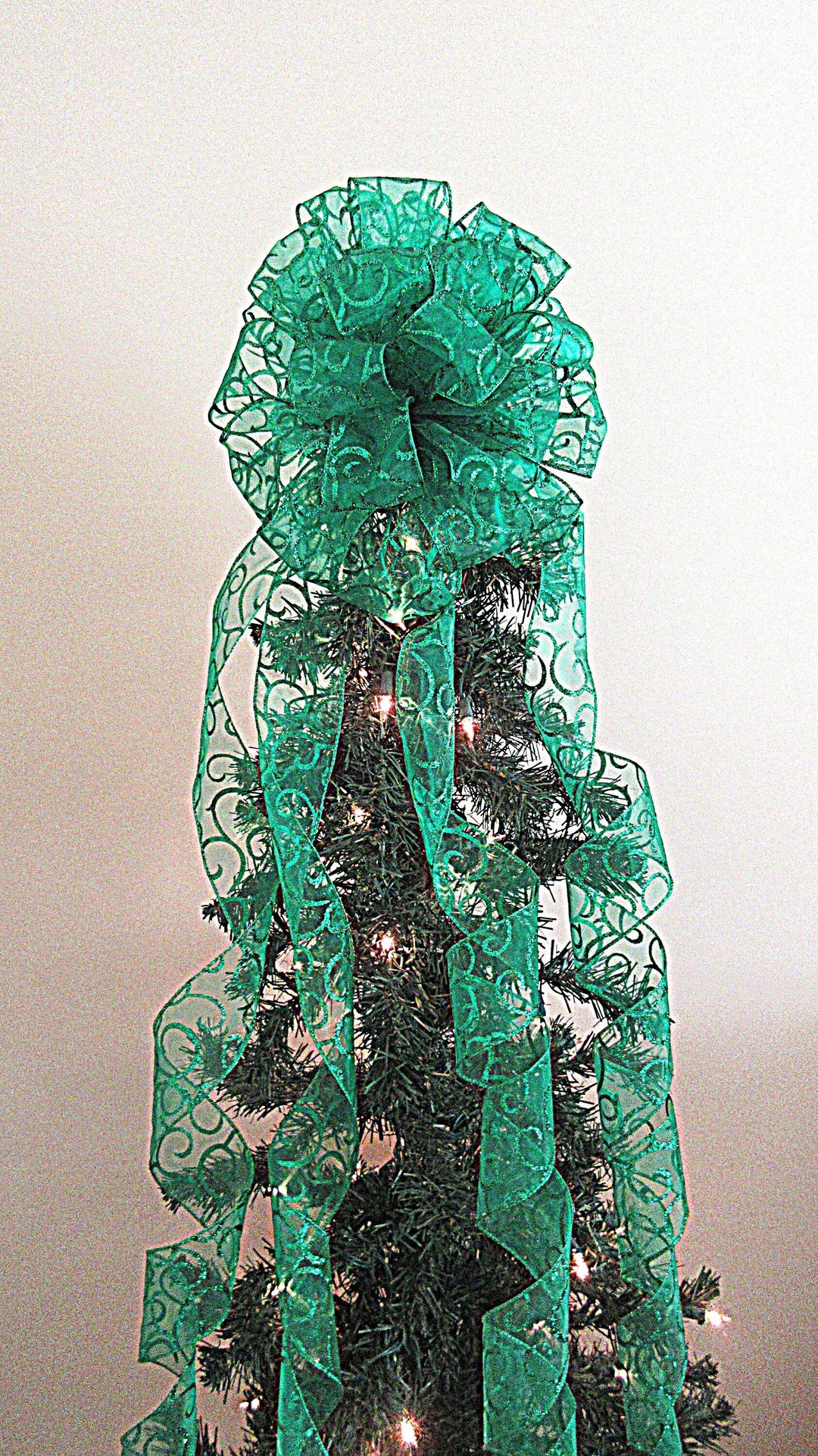 Christmas Tree Topper Sheer Glittery Green Tree Topper With - Etsy
