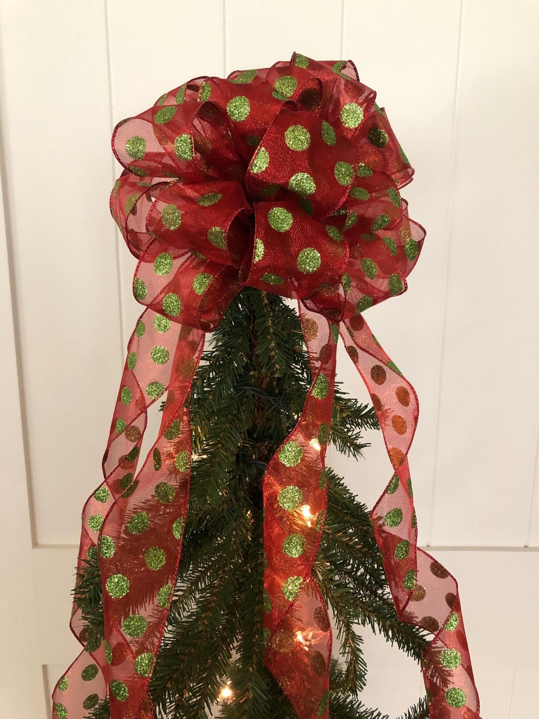 Christmas Tree Topper - Lime Green and Red Tree Topper With 7 FT ...
