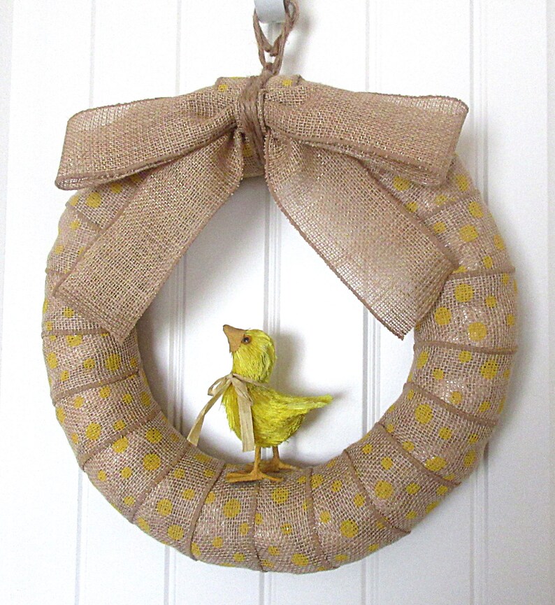 14-Inch Lil' Chick Wreath Yellow Polka Dot Burlap Wreath | Etsy