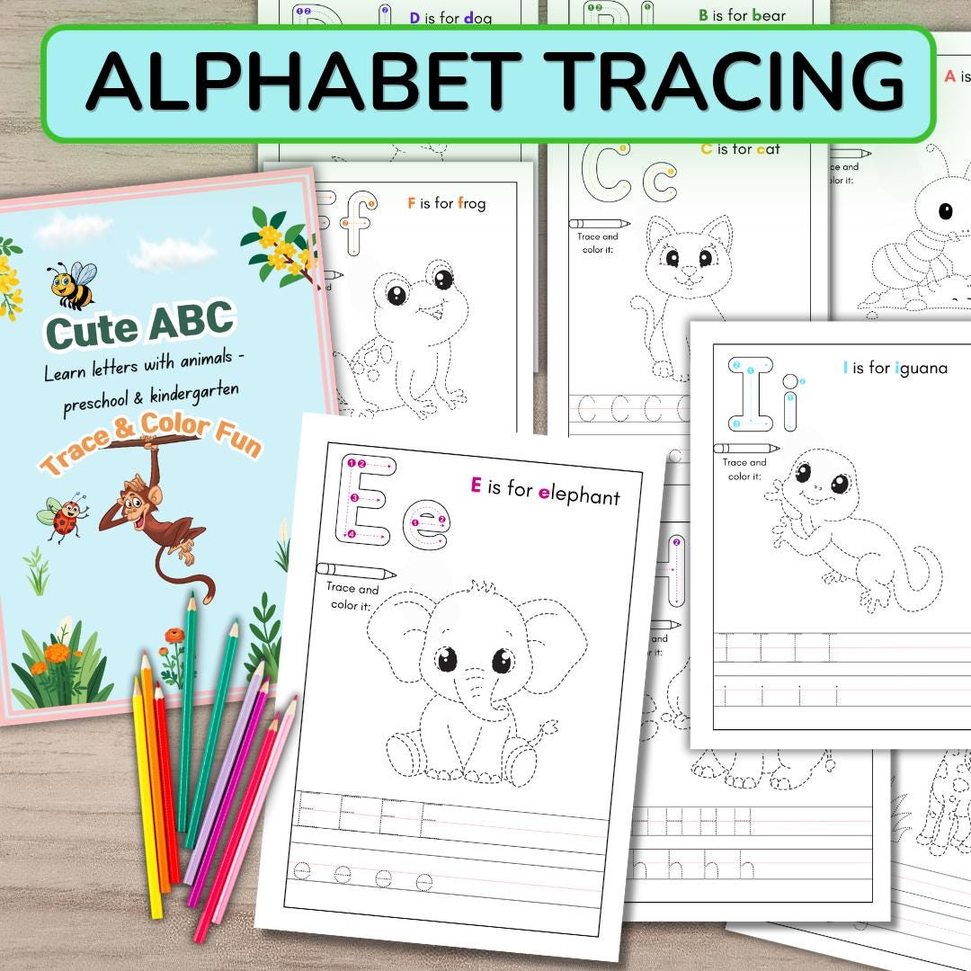 Preschool Alphabet Tracing Worksheets, A-Z Handwriting Practice, Kids ...
