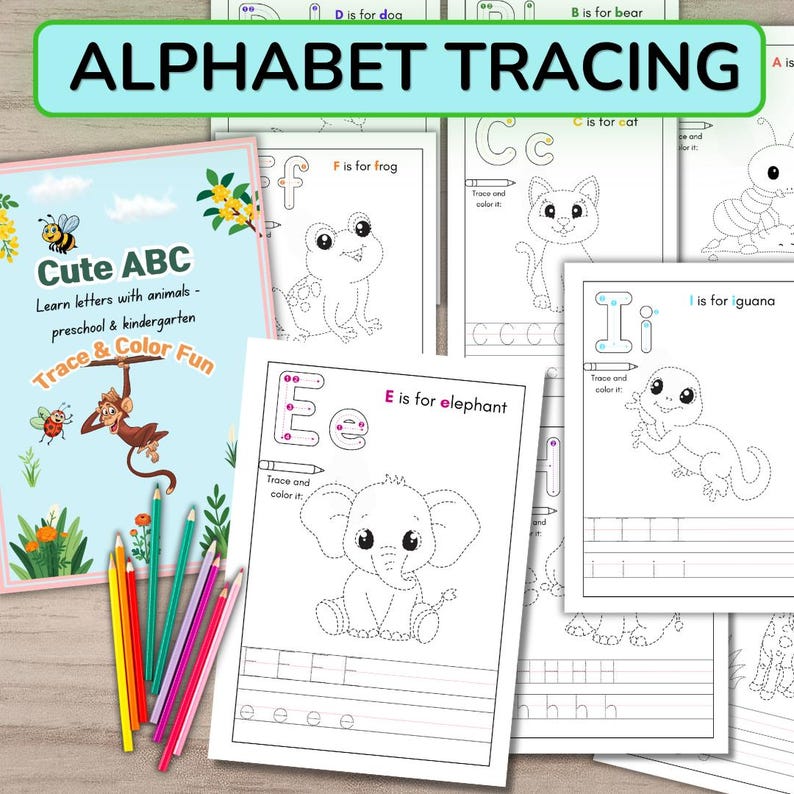 Preschool Alphabet Tracing Worksheets, A-Z Handwriting Practice, Kids ...