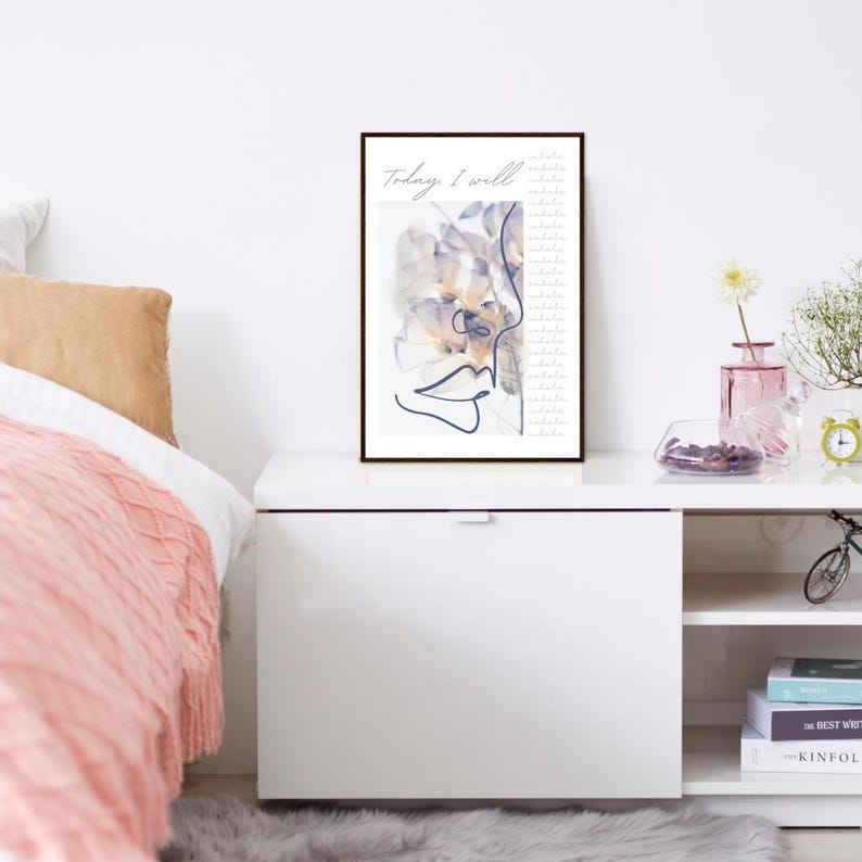 Affirmation Poster | Woman Face Line Art, Motivational Self Love Decor ...