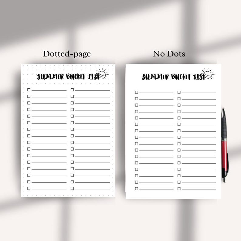 Summer Bucket List Planner Printable Bundle (A4, A5) (digital Download ...