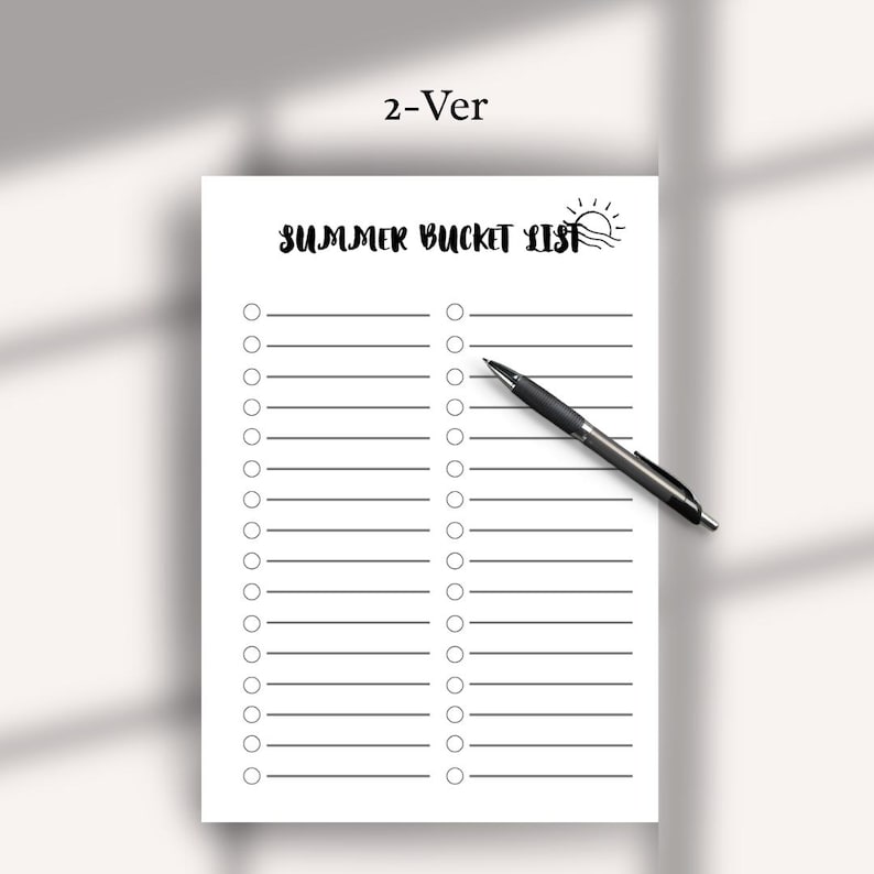 Summer Bucket List Planner Printable Bundle (A4, A5) (digital Download ...