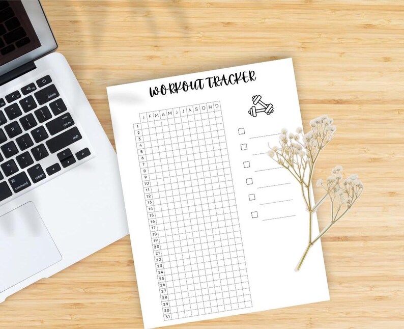 Workout Tracker Printable | Fitness Habit Calendar, Gym Log (digital ...