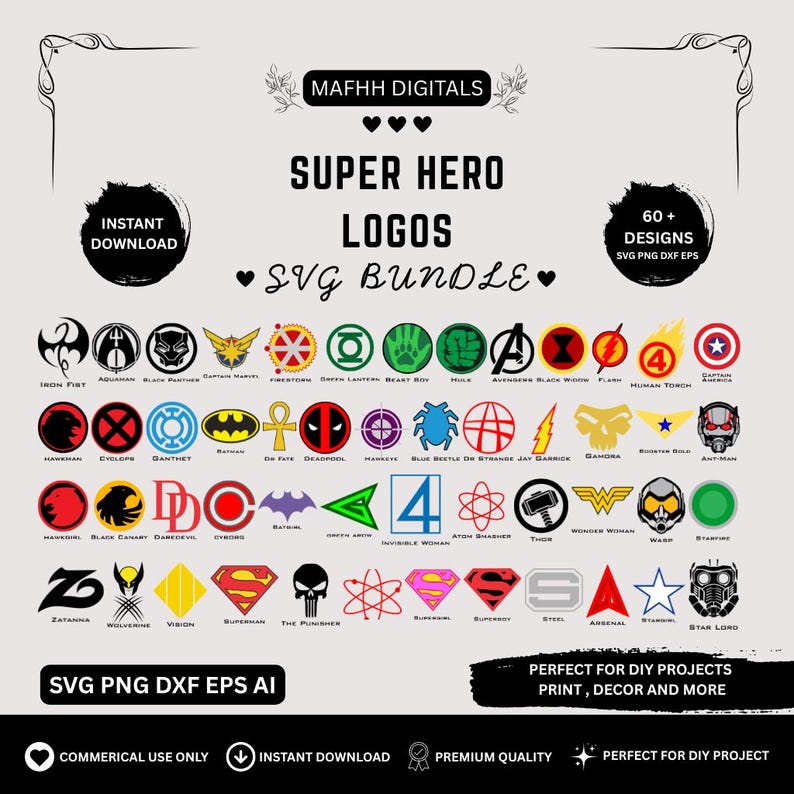 70+ Superhero SVG Bundle | Comic Style Hero Masks & Emblems ...