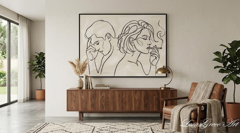 Couple Line Art, Love Print, Couple One Line Drawing, Man and Woman ...