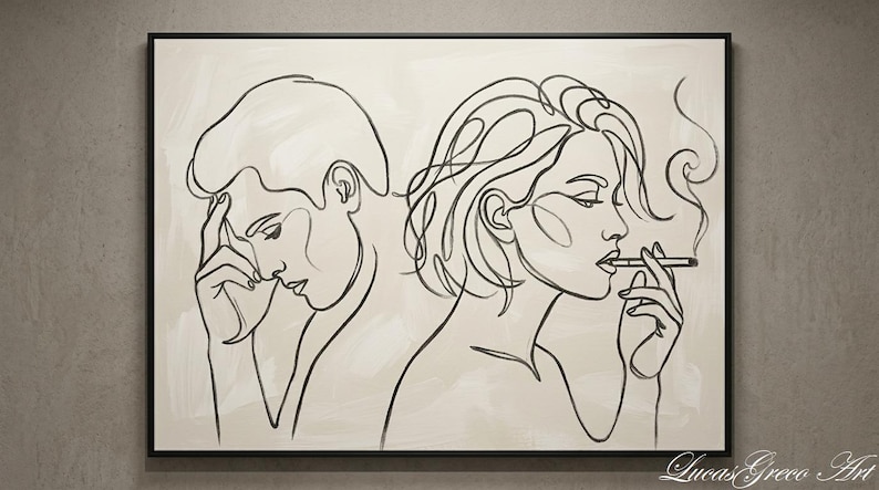Couple Line Art, Love Print, Couple One Line Drawing, Man and Woman ...