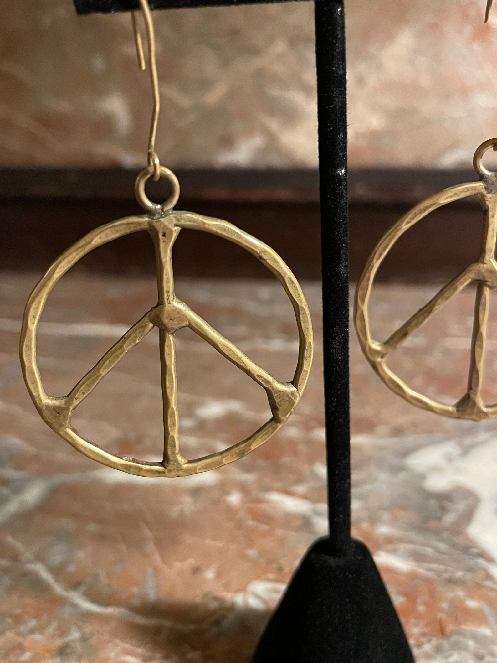 Vintage Brass Peace Sign Earrings From Haight Ashbury - Etsy