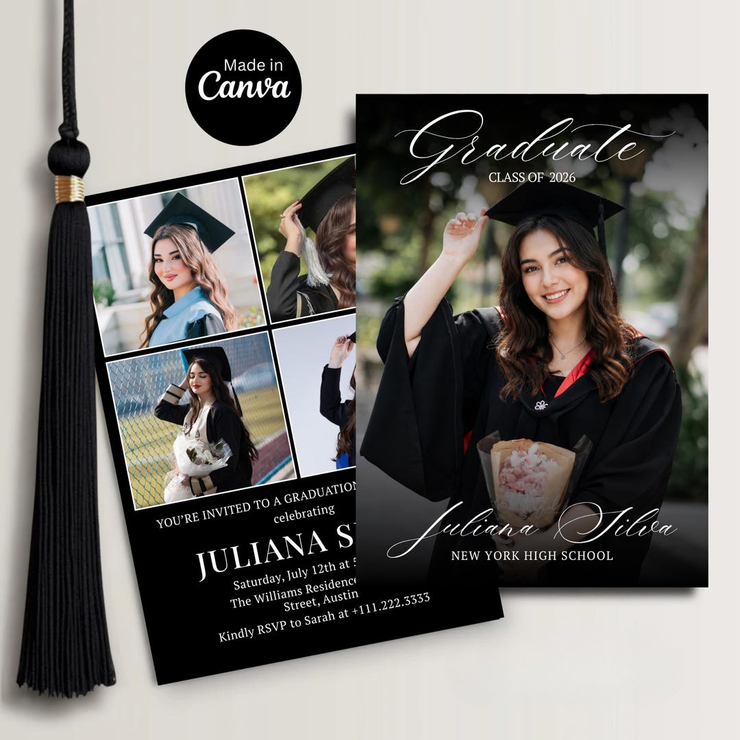 Graduation Invitation Template, Class of 2026 Photo Invite (digital ...