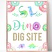 Dinosaur Donut Dig Site Sign Girl Dino Birthday Table Games Gift Decor ...