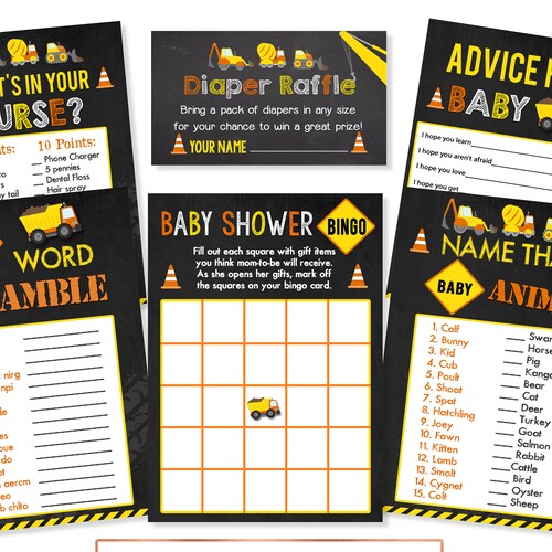 Construction Baby Shower Games Dump Truck Baby Shower Bingo - Etsy