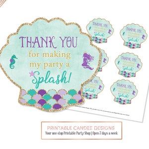 Mermaid Favor Tags, Under the Sea Gift Tags, Mermaid Party Decor, Thank ...