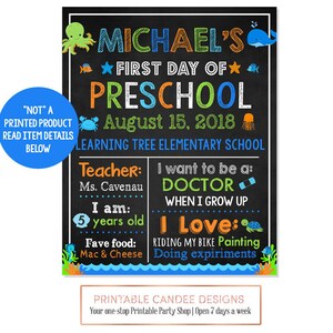 Under the Sea First Day of Preschool Sign 1st Day of Kindergarten Back ...