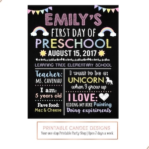 Pastel Rainbow First Day of Preschool Sign 1st Day of Kindergarten Back ...