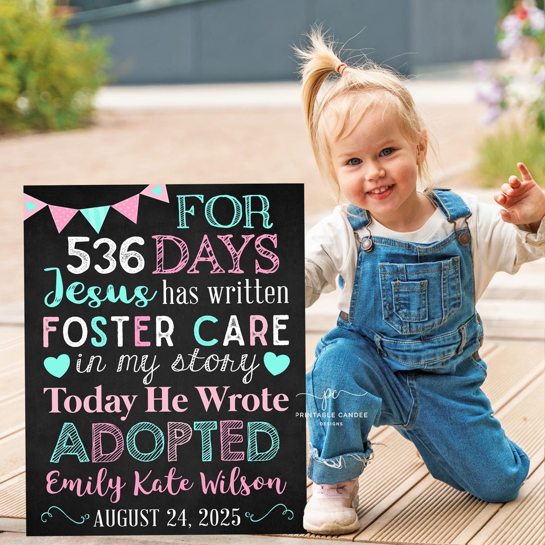 Editable Adoption Announcement Sign Pink Adopted Religious Poster Jesus ...