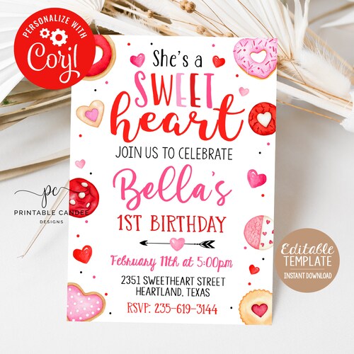 EDITABLE Sweetheart Valentine Invitation Conversational - Etsy