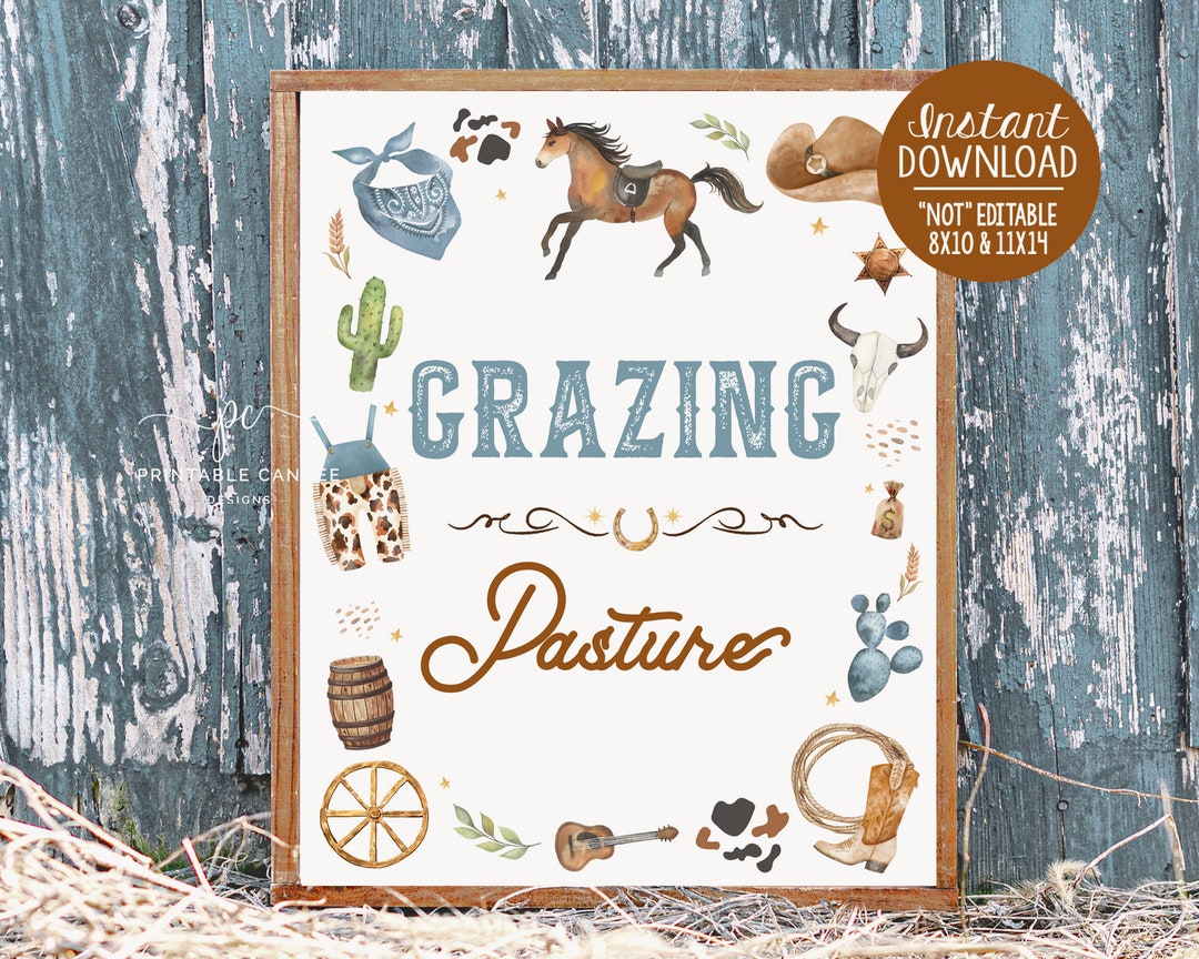 Cowboy Food Sign 1st Rodeo Birthday Party Theme Wild West Grazing ...