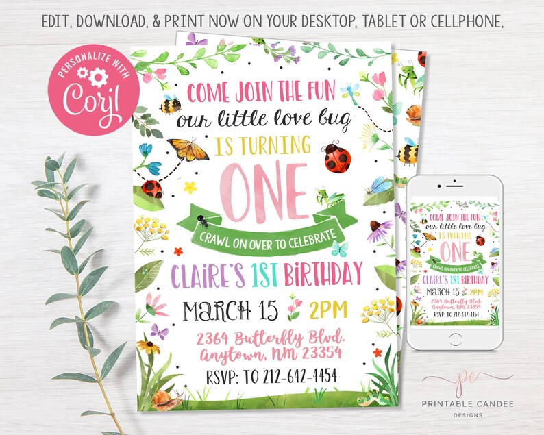 Bug Invitation Bug Birthday Party Bug First Birthday Invite | Etsy
