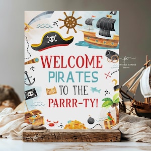 Pirate Birthday Welcome Sign Ahoy Matey Theme Pirates Party Door Sign ...