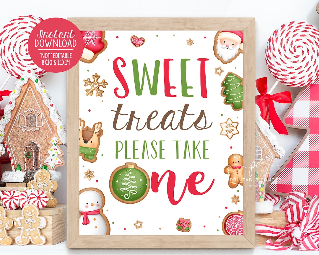 Cookie Party Sign Sweet Treats Birthday Christmas Theme Favor Sign ...